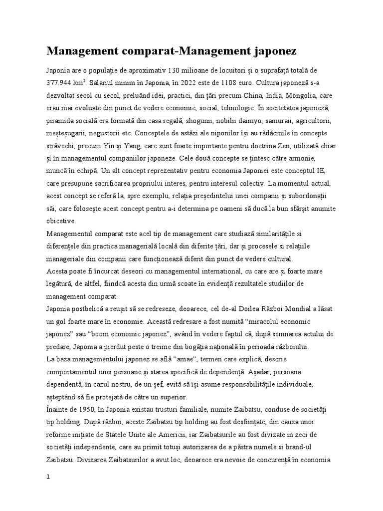 Management Comparat Japonez | PDF