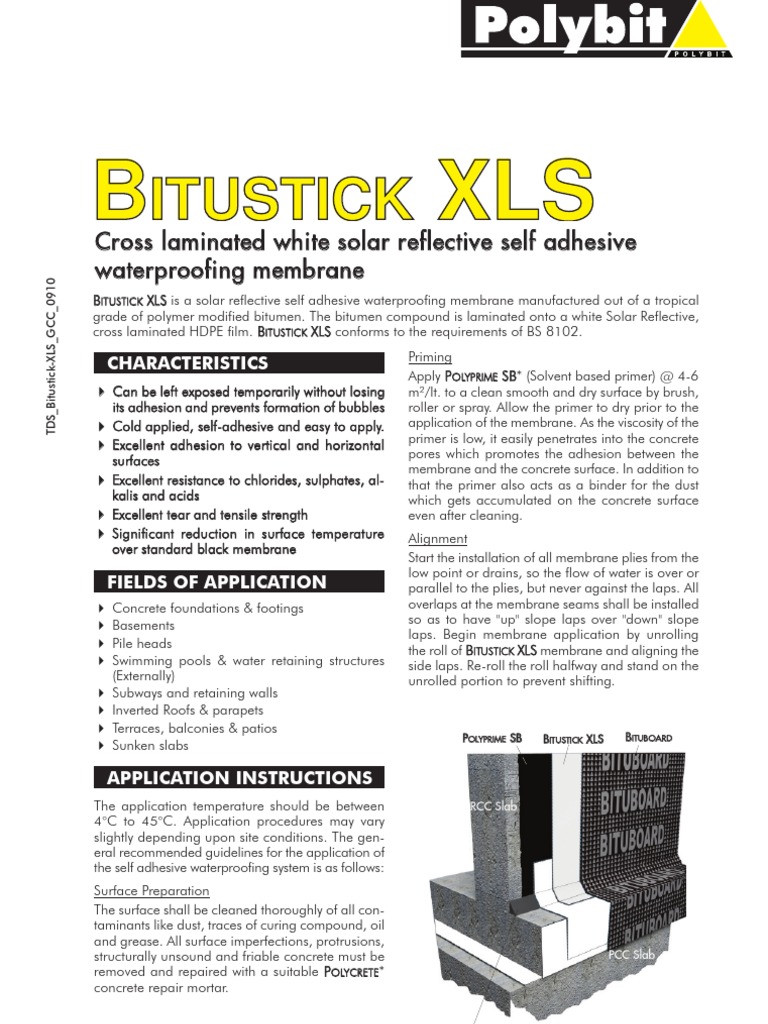 Bitustick XLS Waterproofing Membrane | PDF | Kilogram | Concrete