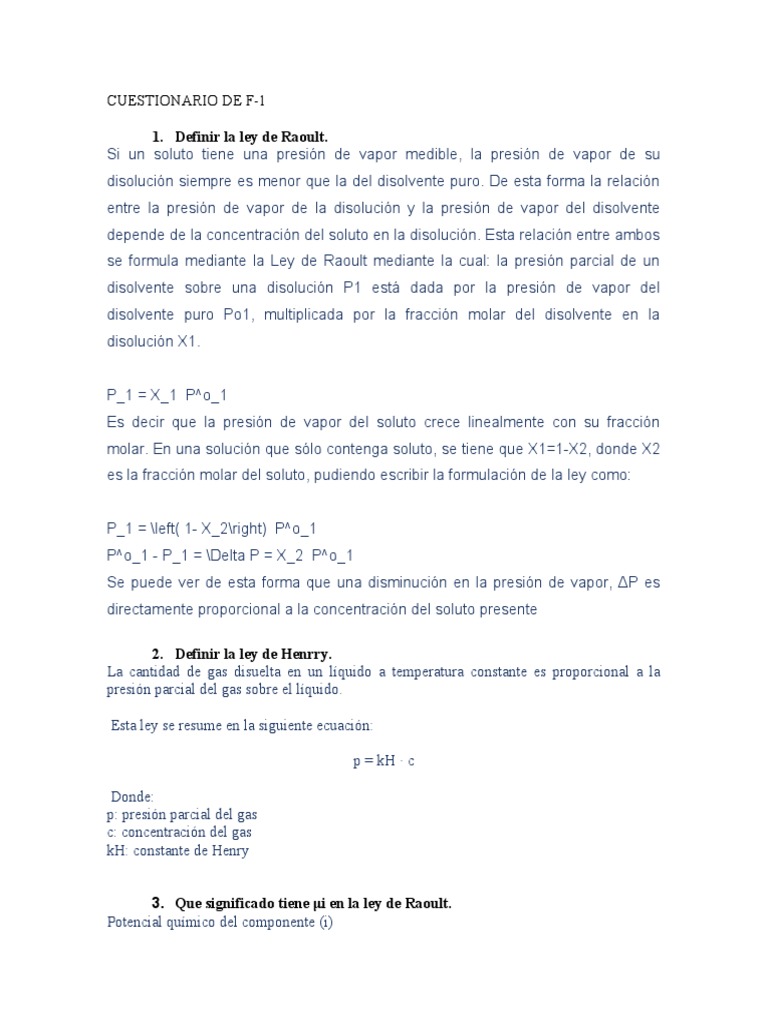 ANEXO 4 Cuest de La Ley de Roult | PDF | Fase (materia) | Vapor