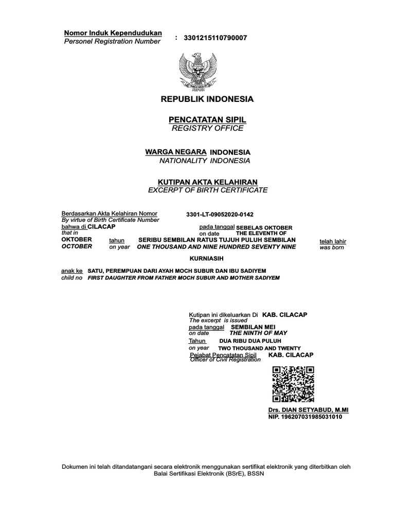 Kurniasih Akte Barcode | PDF