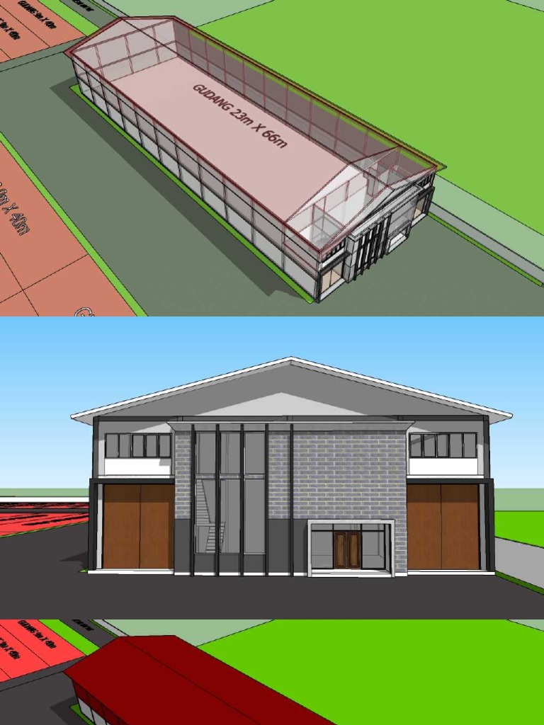 Gambar Pra Desain Gudang 23X66 | PDF
