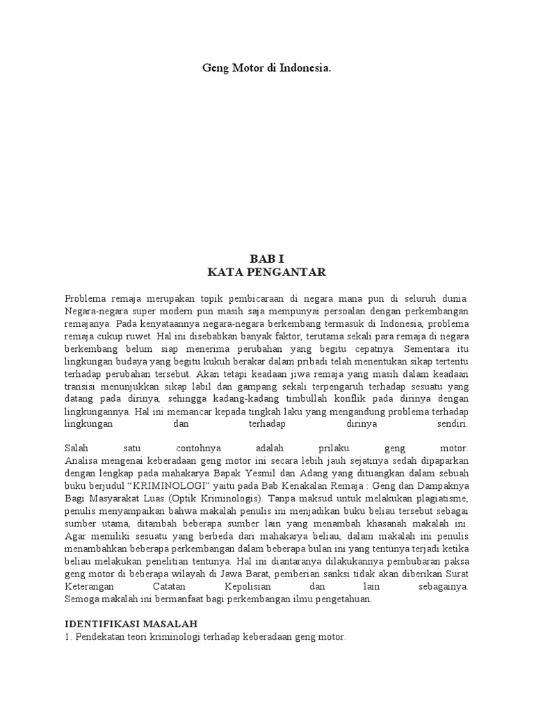 Analisis Geng Motor di Indonesia | PDF