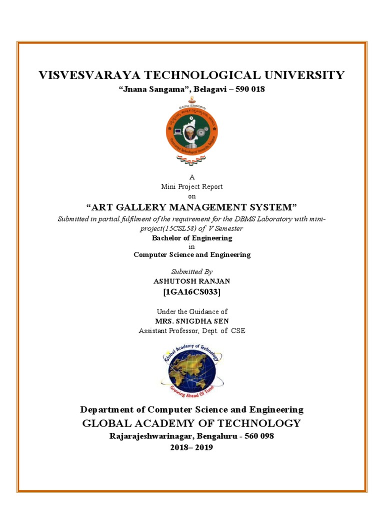 Visvesvaraya Technological University: "Art Gallery Management System" | PDF | Database Schema ...