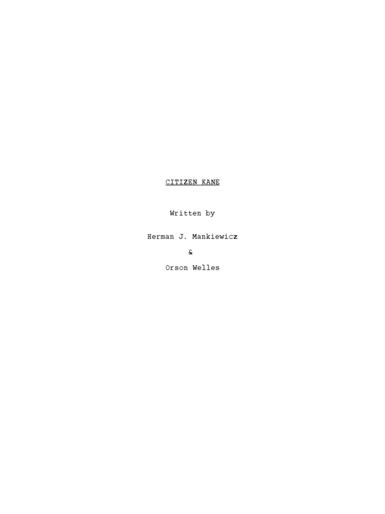 Citizen-Kane-Shooting Script - 1941 | PDF | Leisure