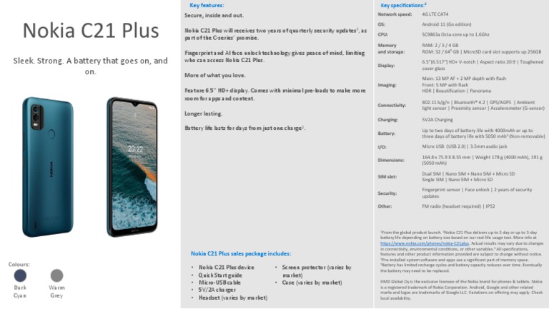 Nokia C21 Plus: Sleek. Strong. A Battery That Goes On, and On | PDF ...