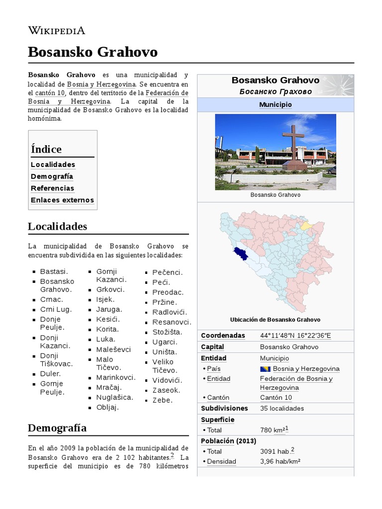 Bosansko Grahovo | PDF | Wikipedia | Software