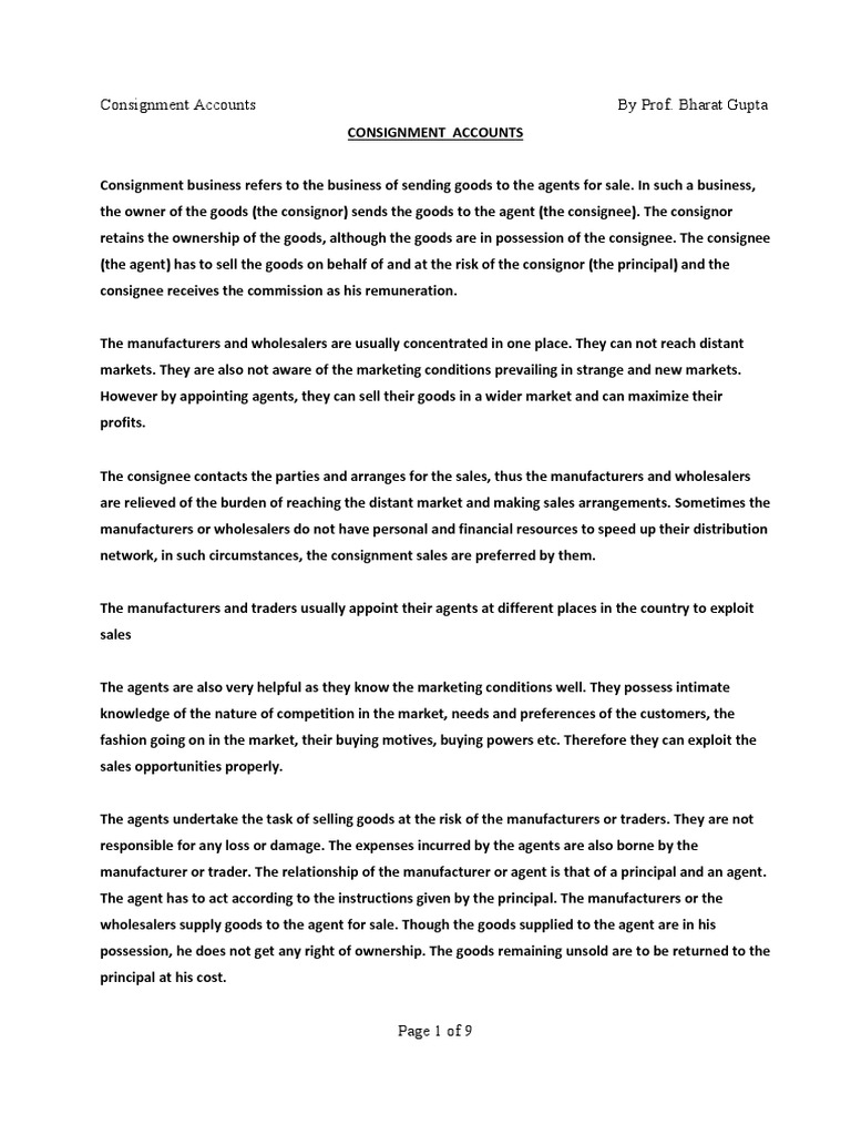 FYBAF Consignment | PDF | Expense | Sales