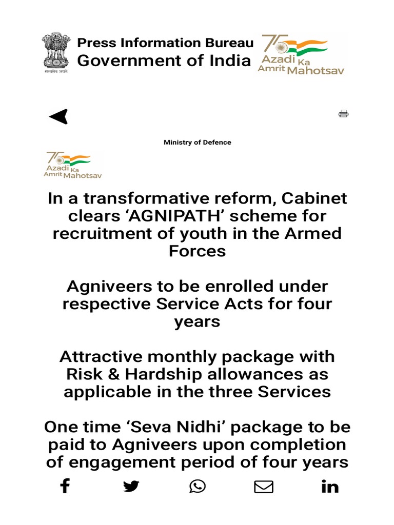 Press Information Bureau On Agnipath | PDF | Military | Life Insurance
