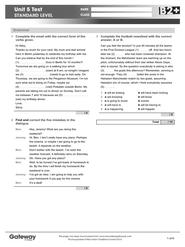 B2+ UNIT 5 Test Standard | PDF | Prison | Crimes