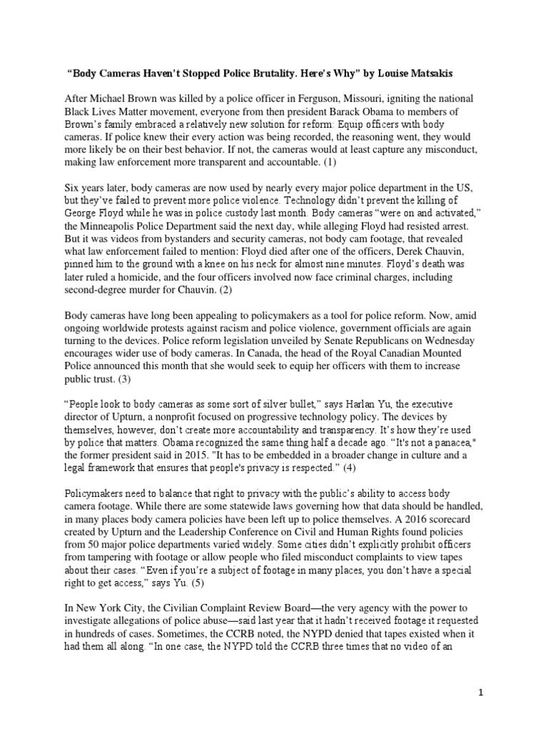 Body Cameras Haven't Stopped Police Brutality. Here's Why - by Louise ...