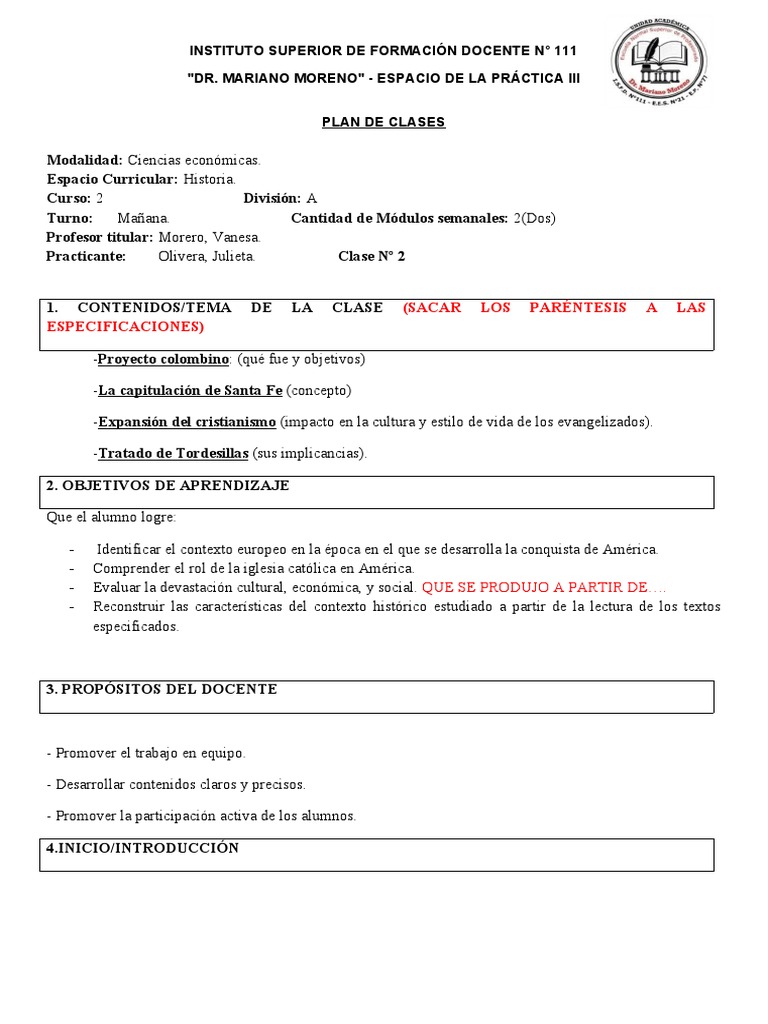 Plan 2 Olivera Corregido2 | PDF | Cristobal colon