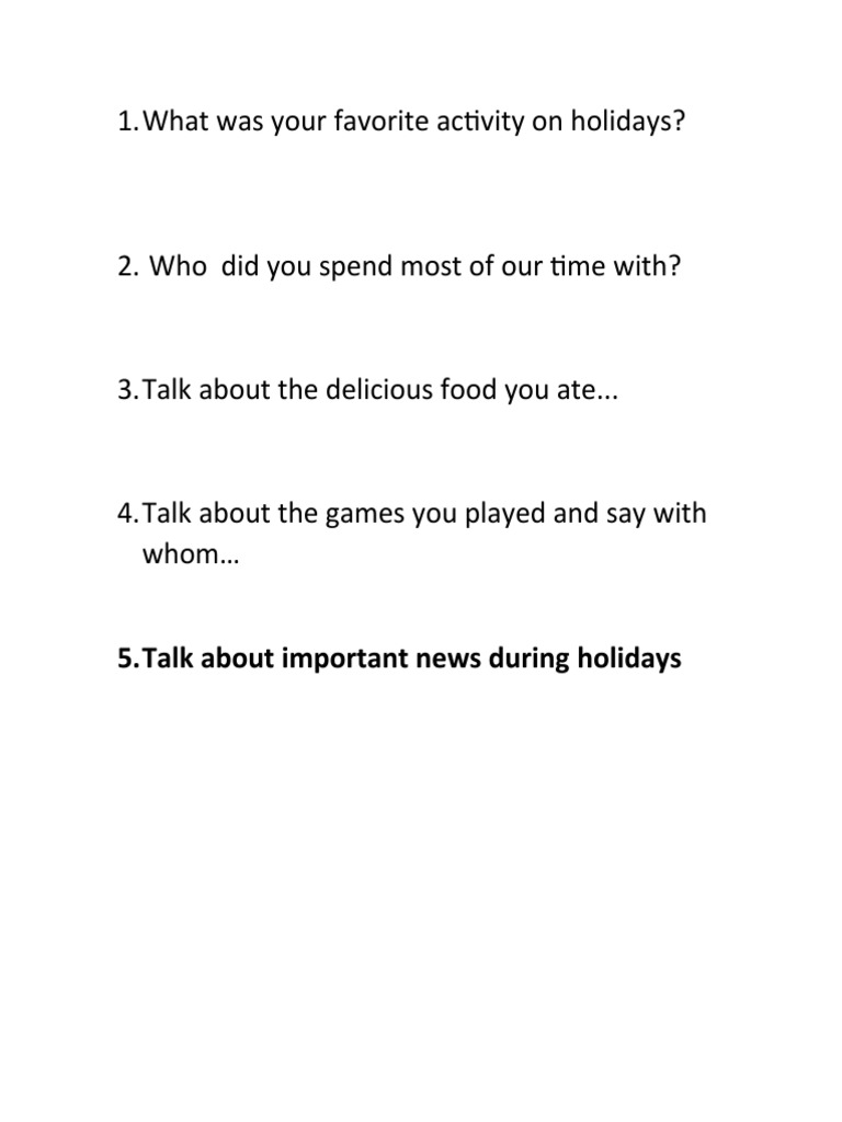 What Was Your Favorite Activity On Holidays | PDF