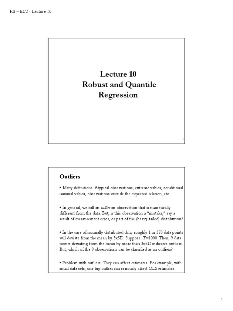 Robust and Quantile Regression: Outliers | PDF | Robust Statistics ...