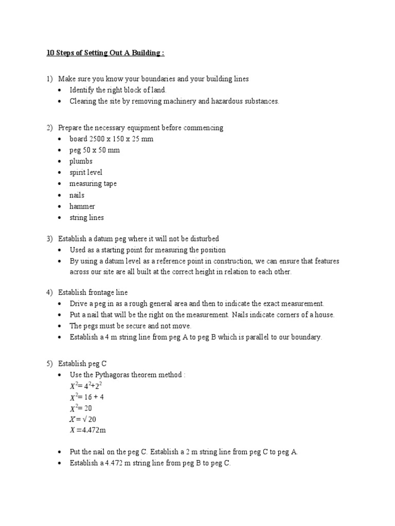 Steps for Setting Out a Building | PDF | Teaching Methods & Materials | Art