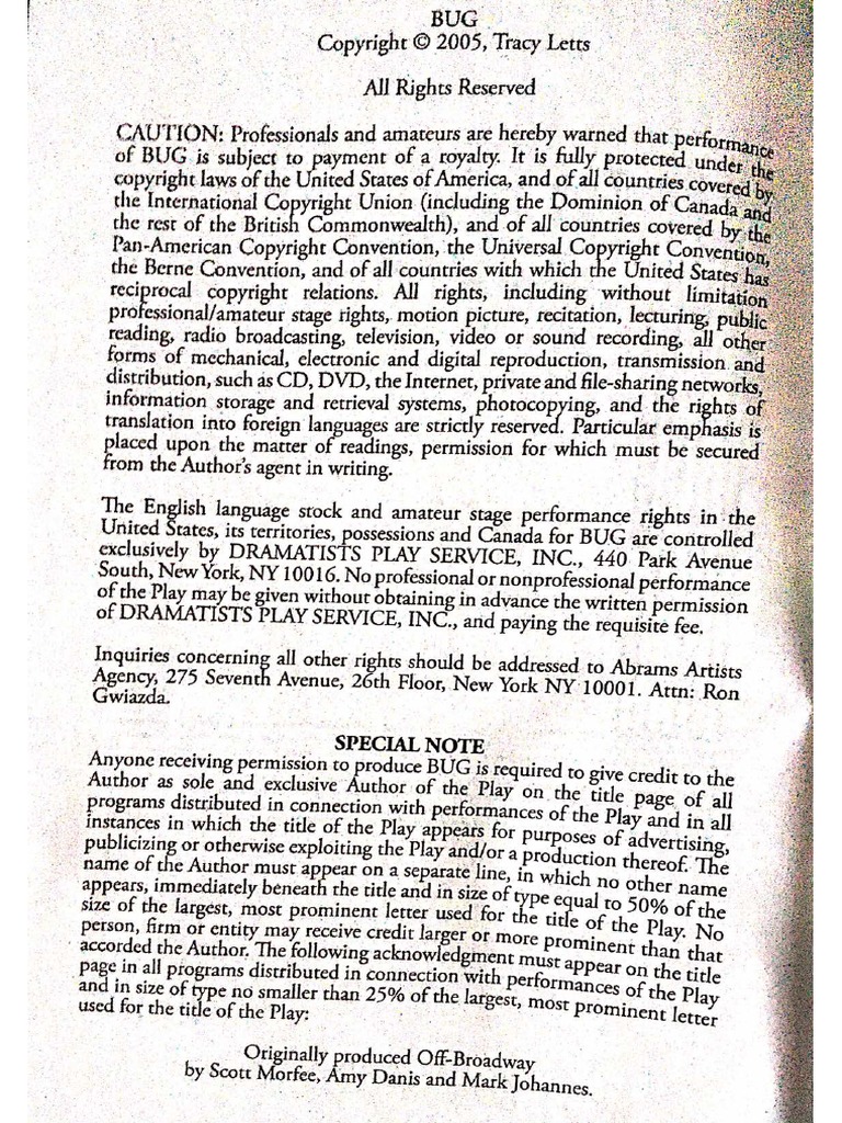 Bug by Tracy Letts | PDF