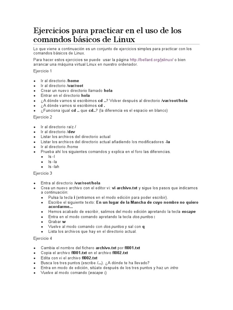 Ejercicios para Practicar en El Uso de Los Comandos Básicos de Linux | PDF | Disco compacto ...