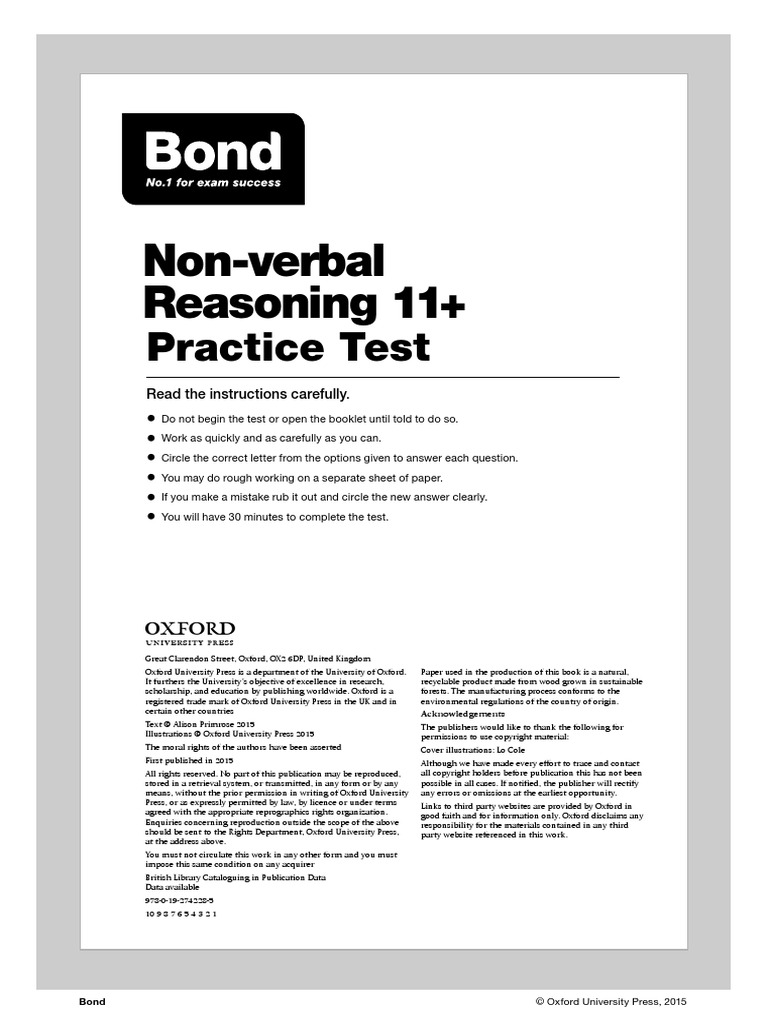 Non-Verbal Reasoning 11+: Practice Test | PDF | Intellectual Works