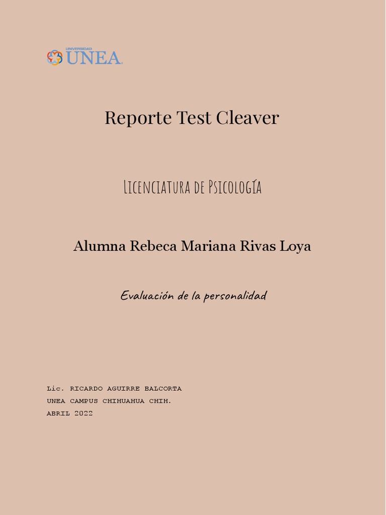 Reporte Test Cleaver | PDF | Sicología | Motivacional