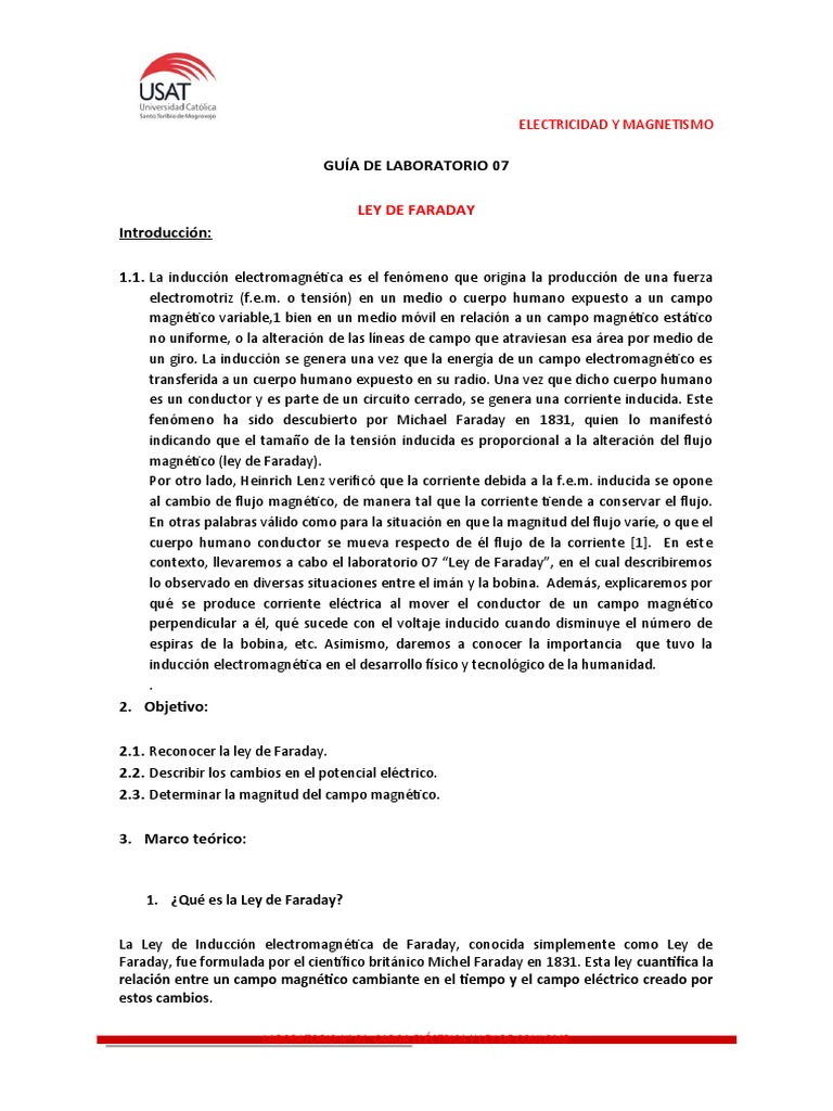 Laboratorio 07 Ley de Faraday | PDF | Inductor | Corriente eléctrica