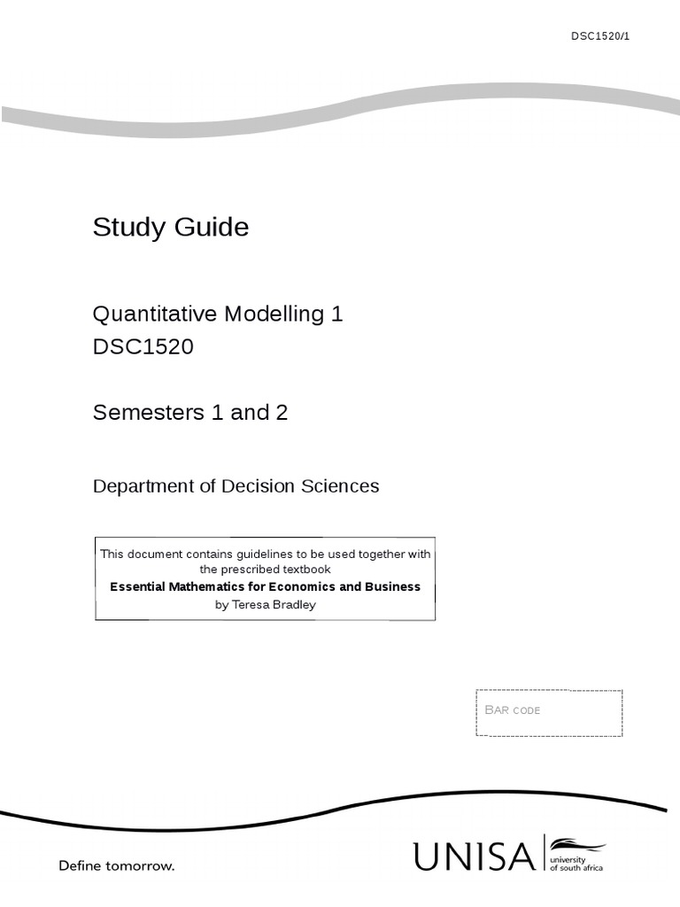 DSC1520 - Quantitative Modelling 1 | PDF | Demand | Supply (Economics)