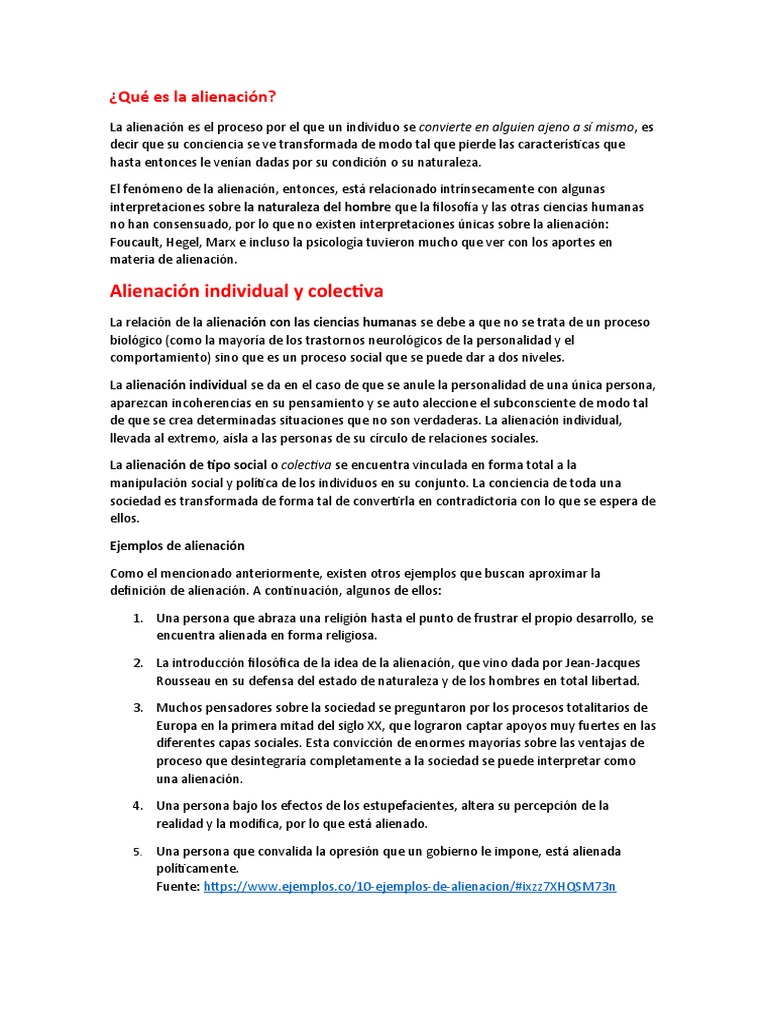 Qué Es La Alienación | PDF | Alienación social | Sociedad