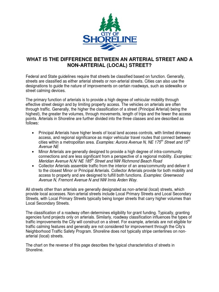 What Is The Difference Between An Arterial Street and A Non-Arterial ...