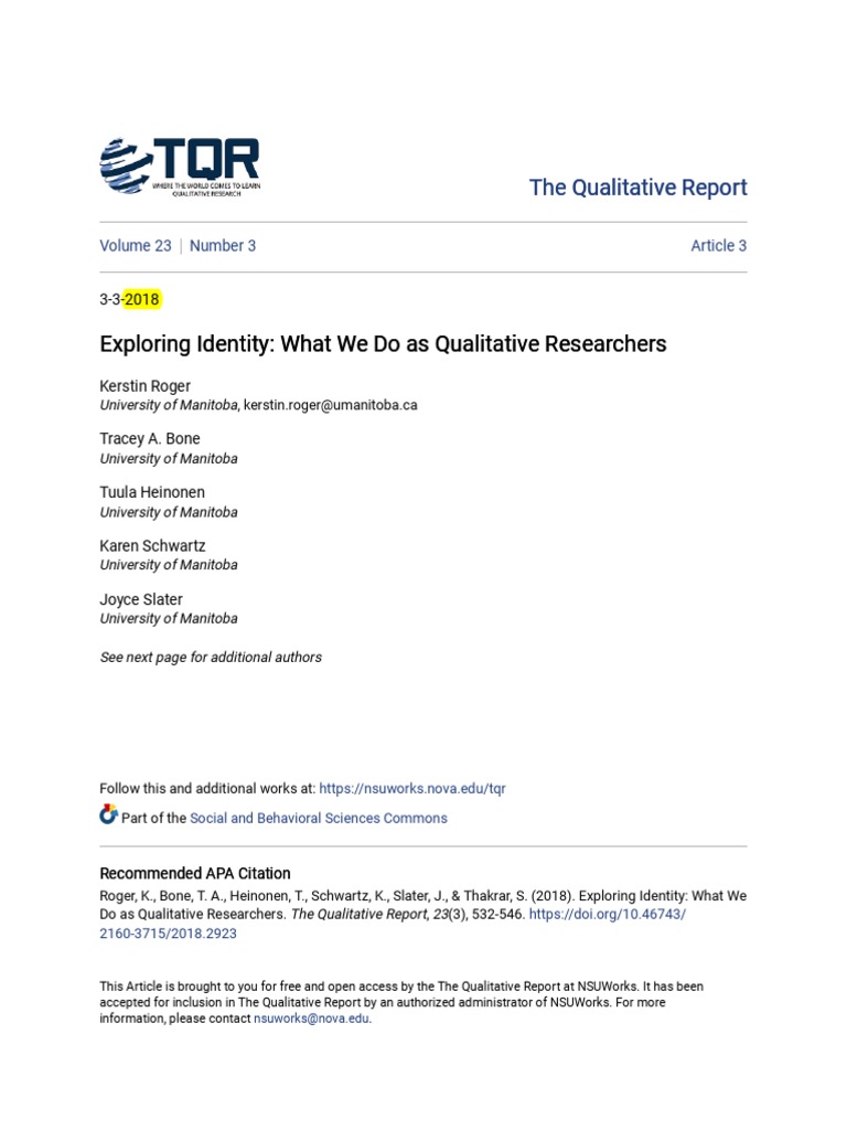 Exploring Identity - What We Do As Qualitative Researchers | PDF ...