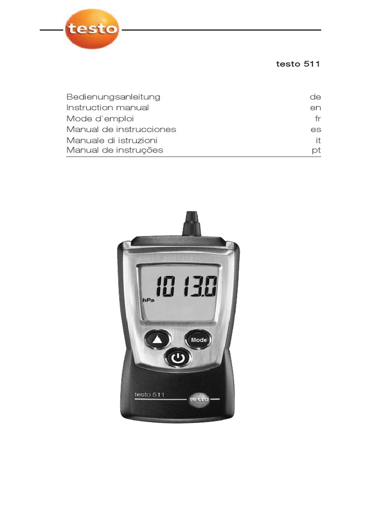 Testo 511 Absolute Pressure Meter 0560 0511 Manual Do Utilizador | PDF
