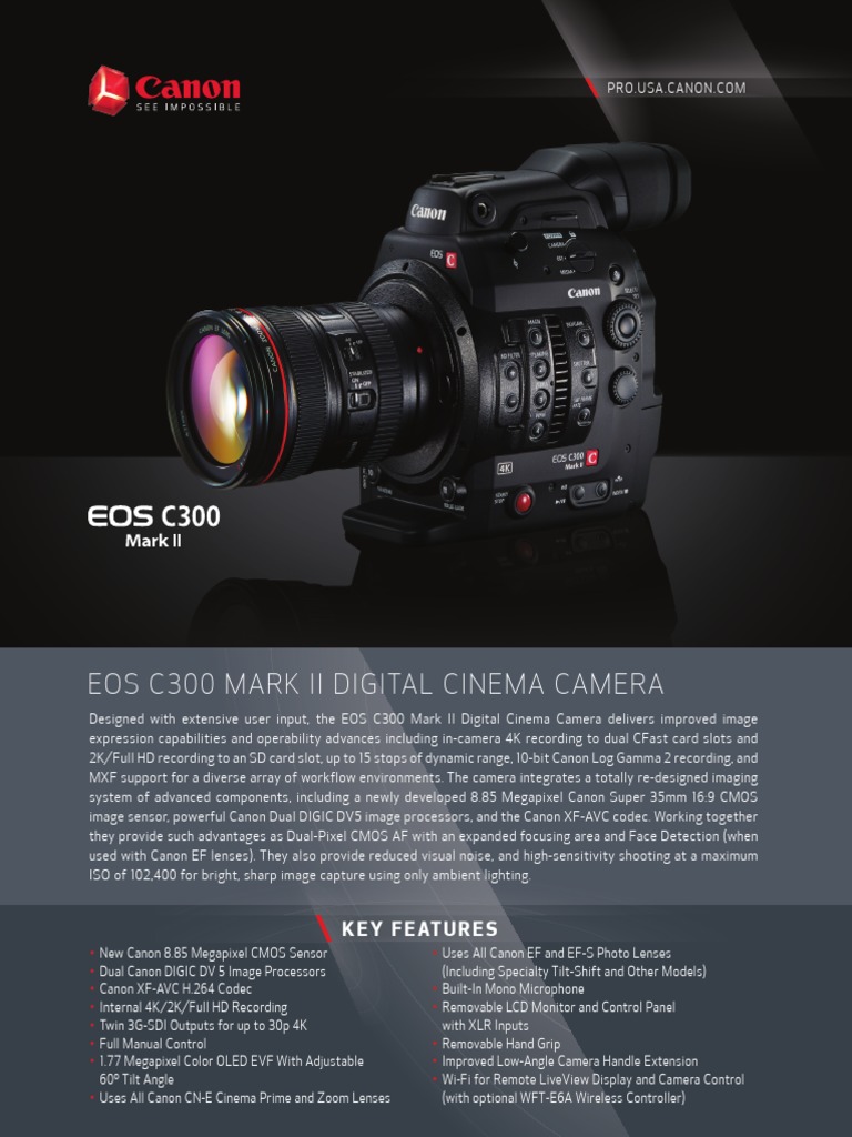 canon-cinema-eos-c300-mark-ii-specifications-chart | PDF | Camera ...