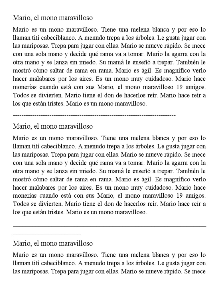 Cuento Mario El Mono Pdf