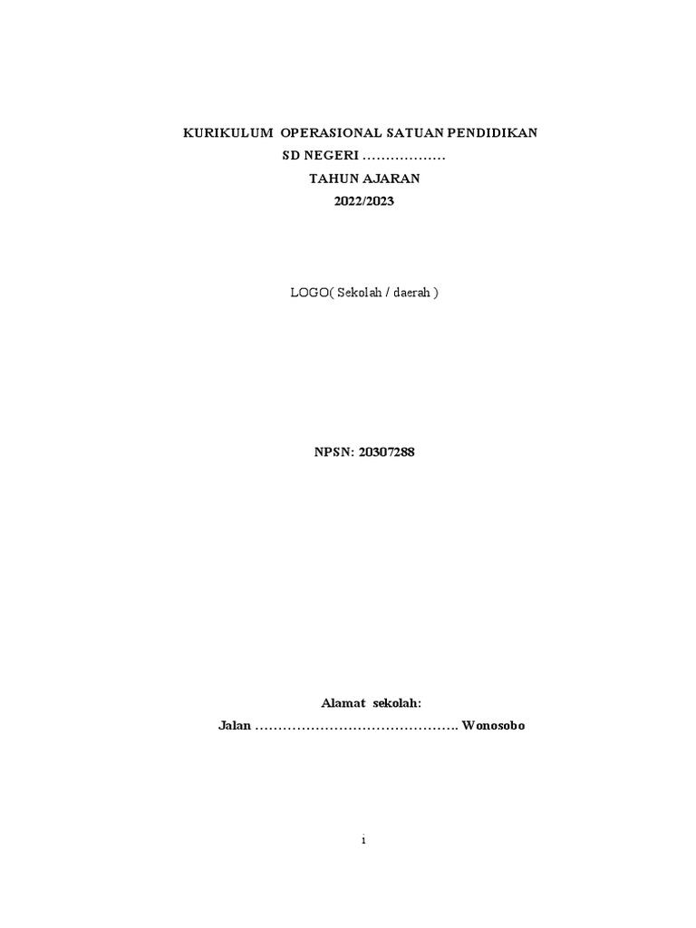 Kosp 2022-2023 (Contoh) | PDF