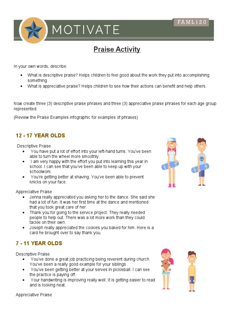 Effective Praise Examples by Age Group | PDF