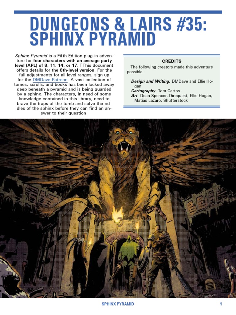 DMDave - Dungeons & Lairs 35 - Sphinx Pyramid - Free Version | PDF ...