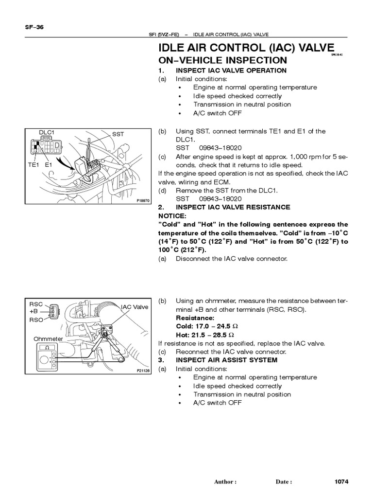 On-Vehicle Inspection - Idle Air Control (IAC) Valve | PDF | Rotating ...