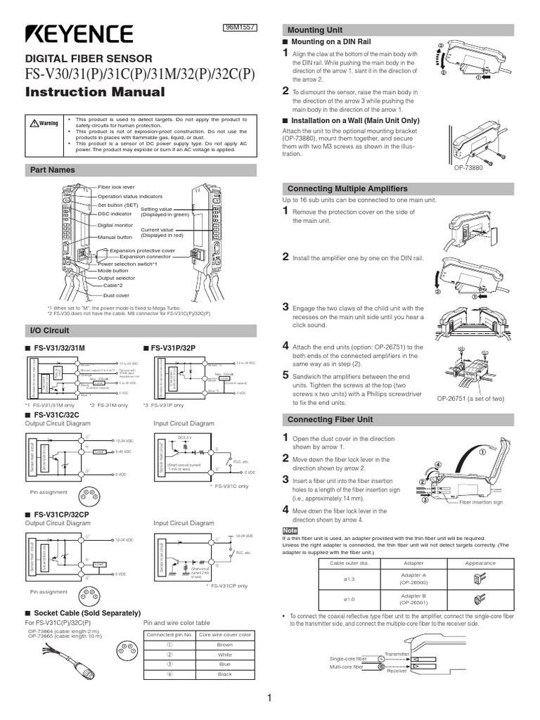 Manual Sensor Keyence | PDF | Optical Fiber | Amplifier