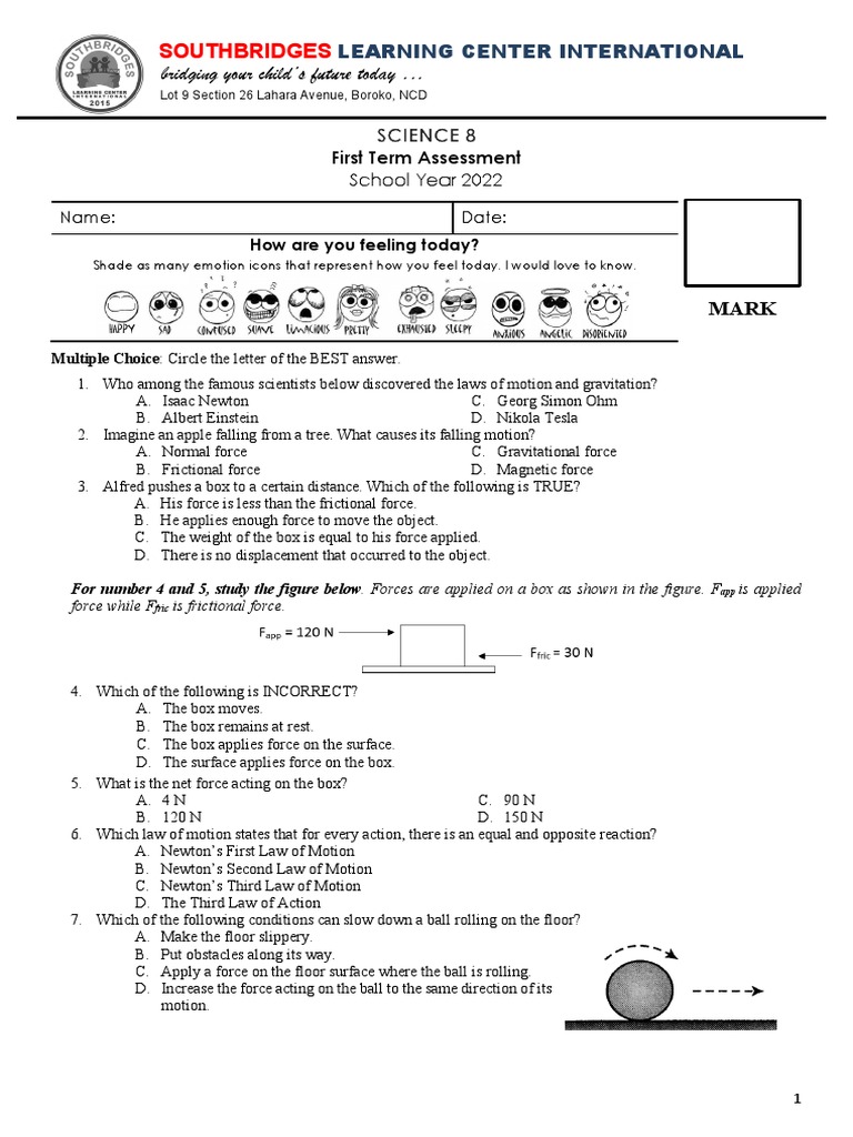 G8 Science Term 1 Summative Assessment | PDF | Force | Series And ...