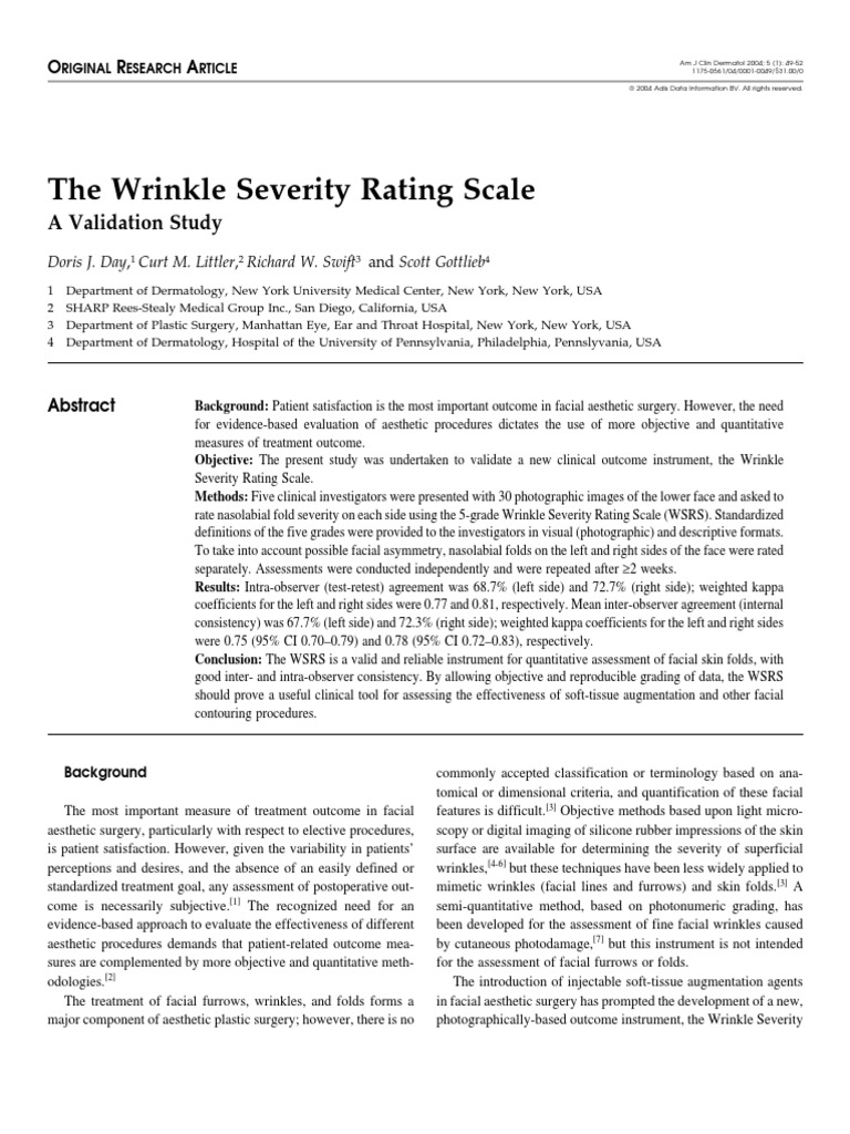 The Wrinkle Severity Rating Scale A Validation Study - Day, 2004 | PDF ...