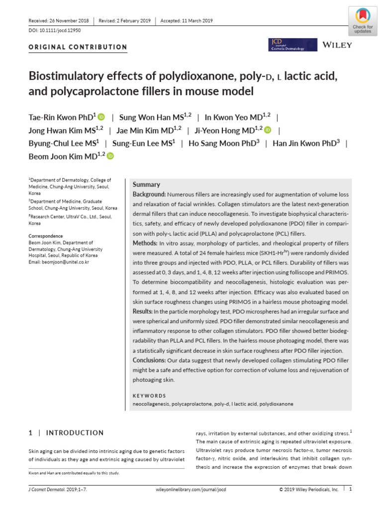 Biostimulatory Effects of Polydioxanone, Poly D, L Lactic Acid, and Polycaprolactone Fillers in ...