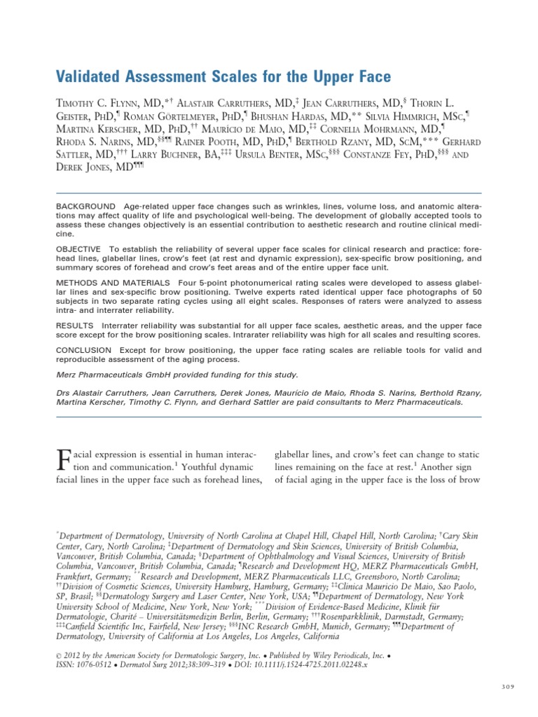Validated Assessment Scales For The Upper Face - ESCALA de MERZ | PDF ...