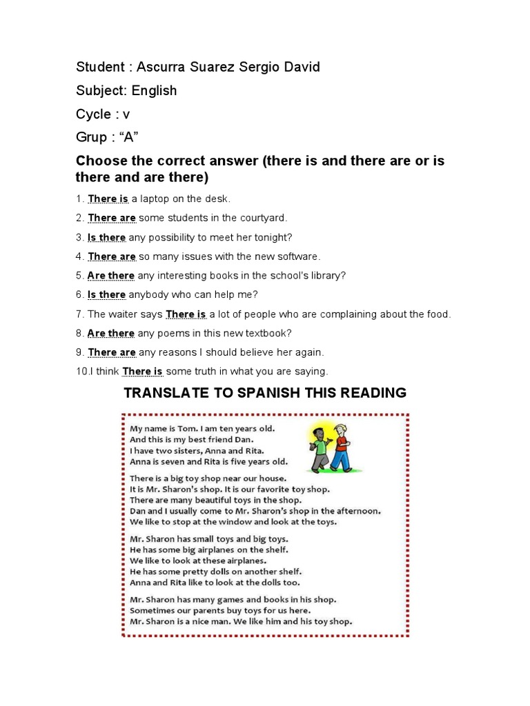 Tarea There Is or There Are | PDF