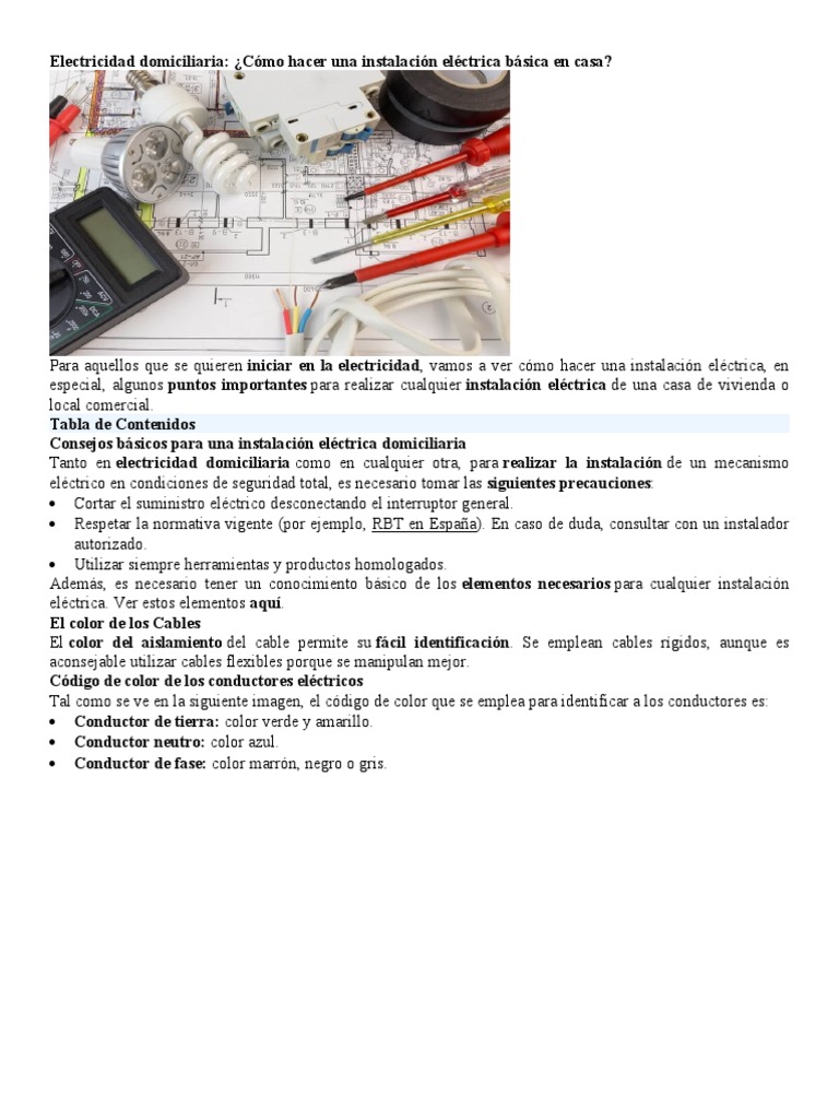 Electricidad Domiciliaria | PDF | Cableado eléctrico | Ingenieria Eléctrica