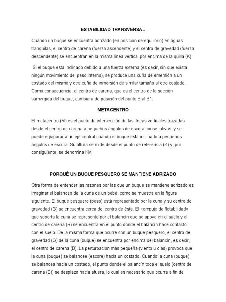 Estabilidad Transversal en Buques Pesqueros | PDF | Embarcación | Buques