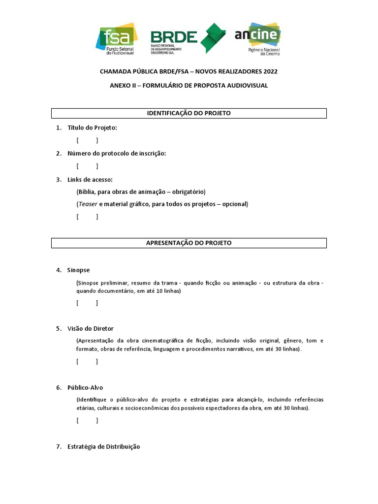 Anexo II Formulário de Proposta | PDF