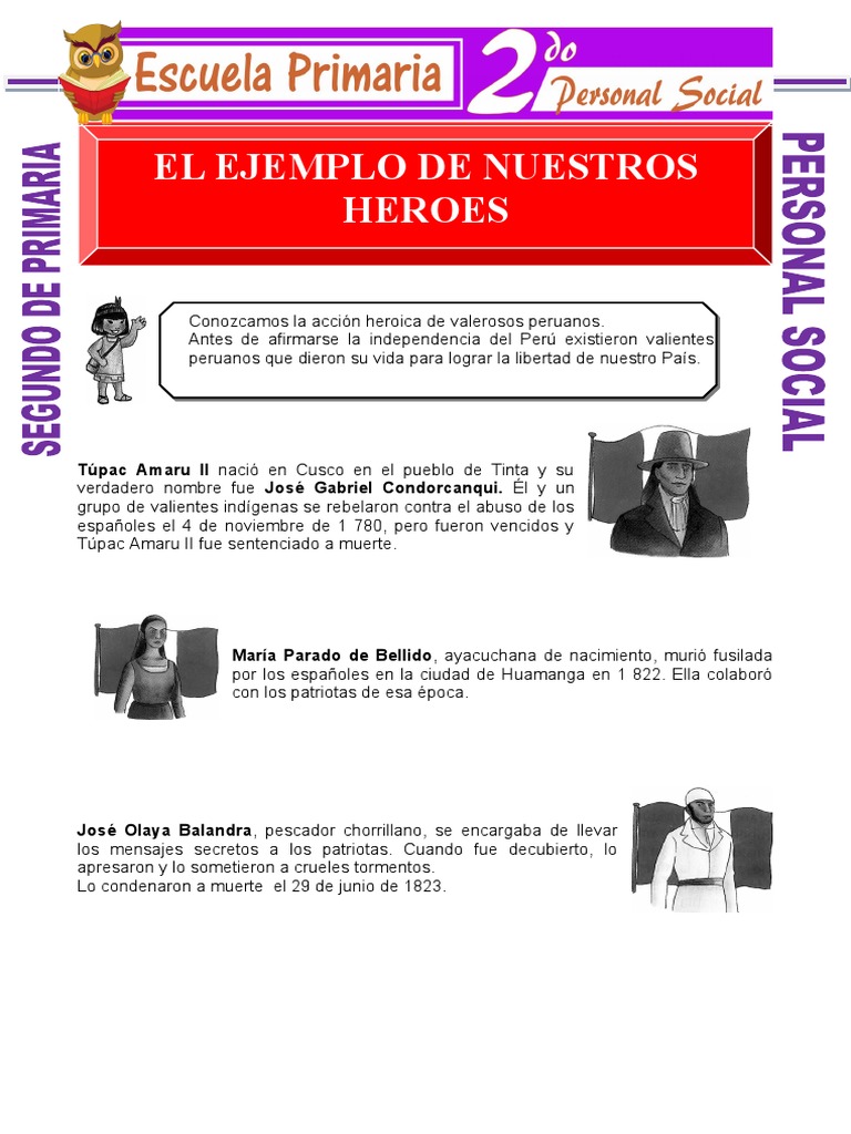 El Ejemplo de Nuestros Heroes para Segundo de Primaria | PDF | America ...