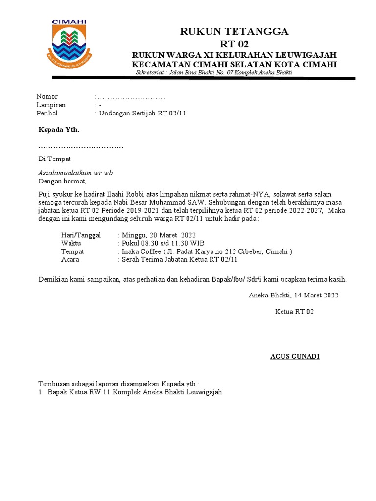 Surat Undangan RT 02 | PDF