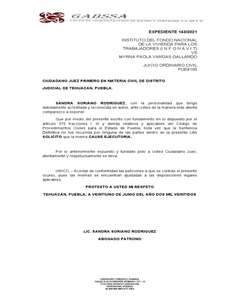 Cause Ejecutoria La Sentencia 143-2021 | PDF