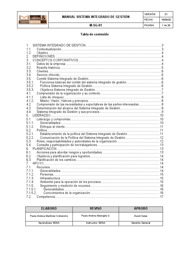 Manual Sistema Integrado De Gestión Pdf Calidad Comercial