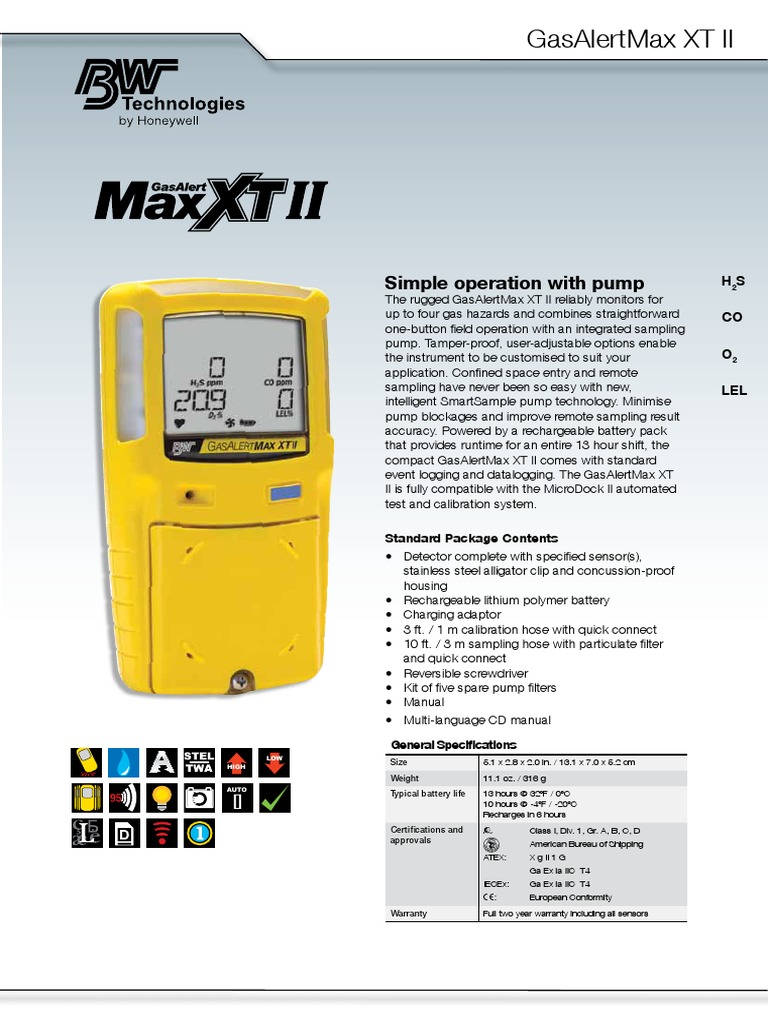 GasAlertMax XT II 4-Gas Detector Overview | PDF | Rechargeable Battery ...
