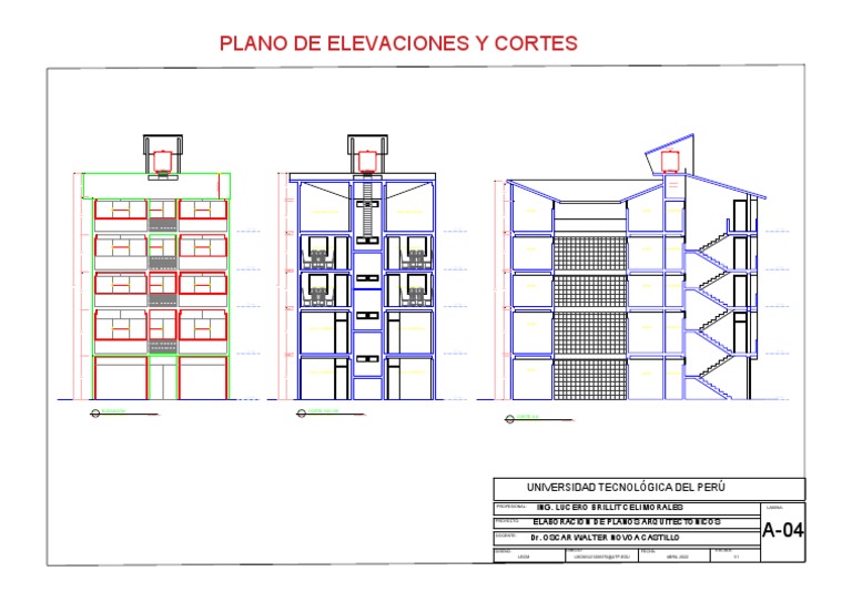 Plano de Elevaciones y Corte | PDF