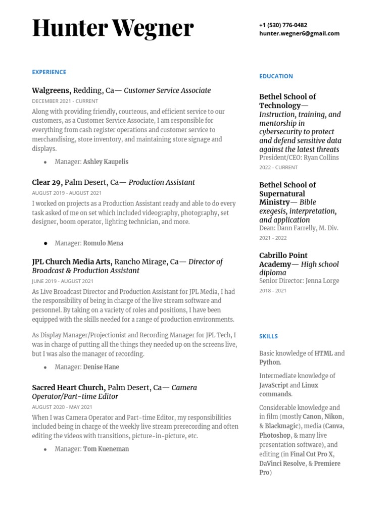 Hunter Wegners Resume | PDF